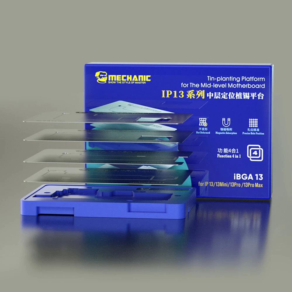 FIXTURE CON STENCIL 4 EN 1 PARA REBALLING MECHANIC IP 13 iBGA 13 – Tool ...